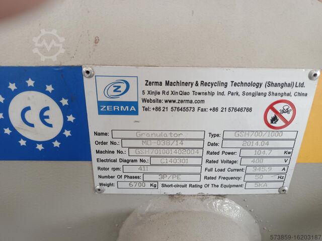 Granulator
ZERMA GSH 700/1000