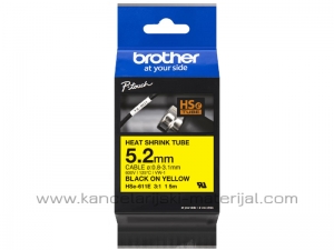 BROTHER HSe-611E traka 5.2mm crno na žutom (termoskupljajuća)