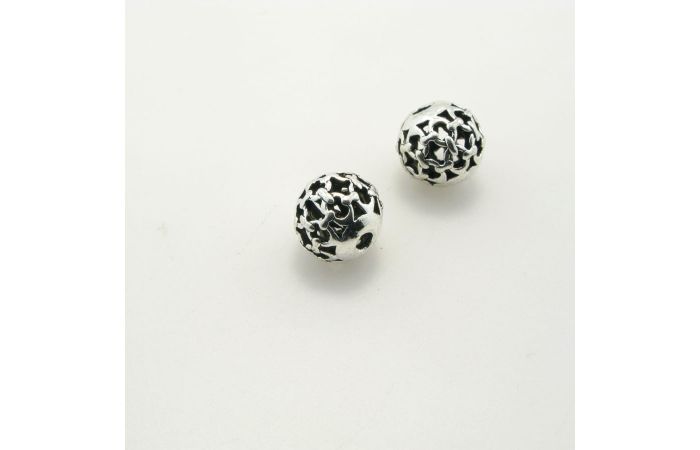 Metalna perla 10 mm, rupa oko 2mm- boja antik srebra , pakovanje 4 komada ( R152AS10 )