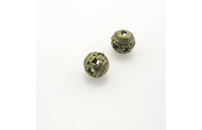 Metalna perla 10 mm, rupa oko 2mm- boja antik bronza , pakovanje 4 komada ( R151AM10 )