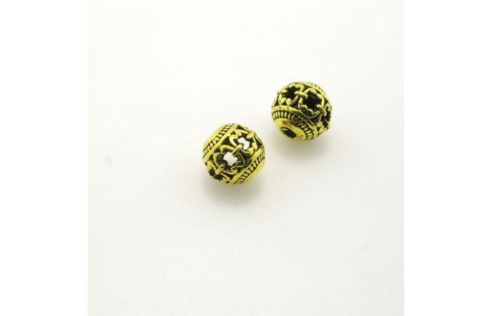 Metalna perla 8 mm, rupa oko 2mm- boja antik zlatna , pakovanje 4 komada ( R151AZ8 )