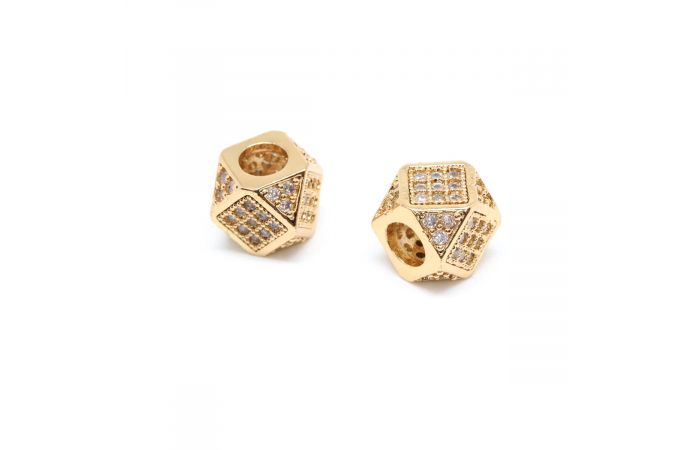 Perla 7x7mm prevlaka pozlata Yellow Gold + CZ Cirkoni( 332068 )