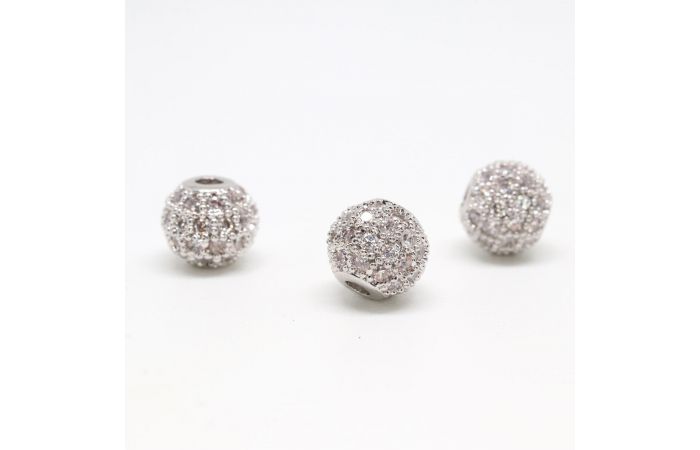 AAA Cubic Zirconia perle 8mm- Rhodium