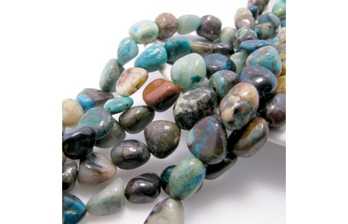 Prirodni poludragi kamen Hrizokola, perle nuget polirane, Dimenzjia oko 10x9mm. Niz sadrži od 38-40 perli ( KPHRIZNUG )