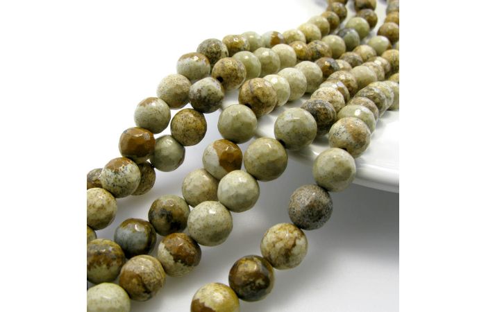 Prirodni Jaspis pejzažni, Dimenzjia 8 mm. Cena je data za niz od oko 48 perli. ( KPJASPA8F )