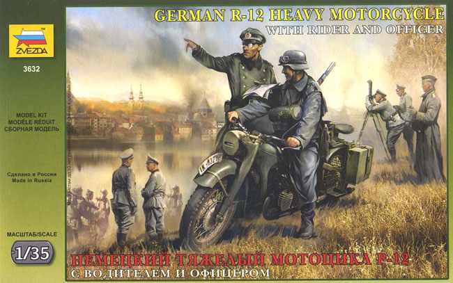 ZVEZDA 1/35 German WWII R12 Motorcycle & 2 riders