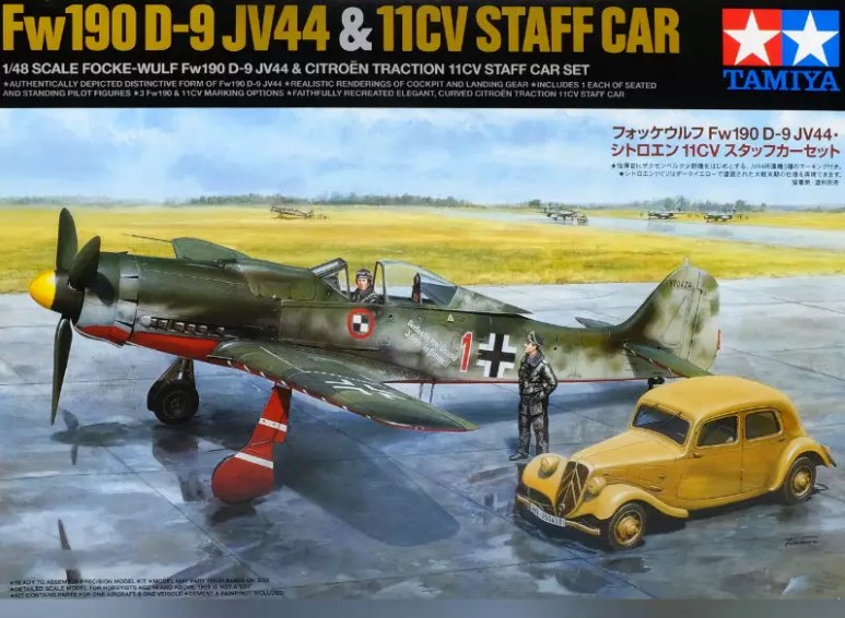 TAMIYA 1/48 Focke-Wulf Fw190 D-9 JV44 & Citroen 11CV Staff Car Set