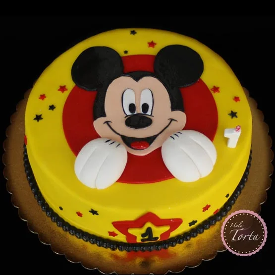 Miki lik na žutoj torti