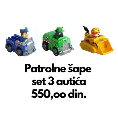 Paw patrol autići sa kucama 3 kom