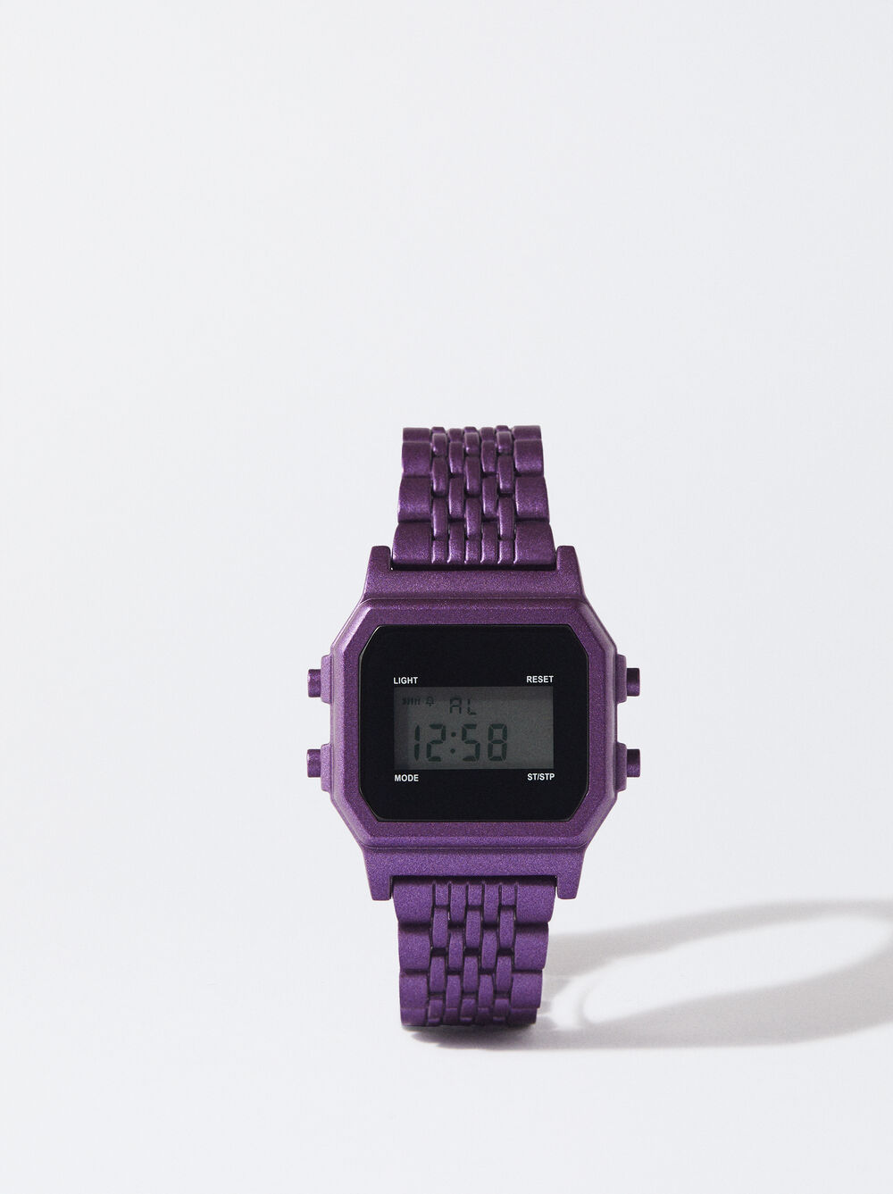 Digital Watch With Metallic Mesh Wristband