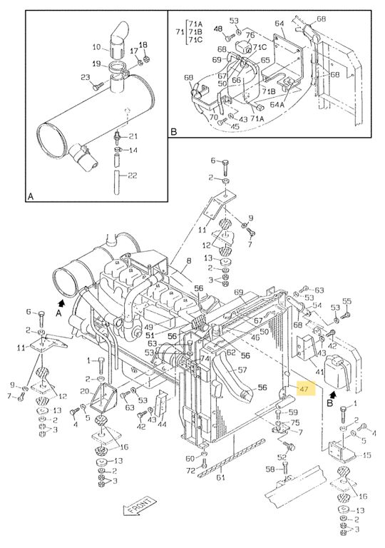 Case 169144A1 169144A1 radijator za hlađenje motora za Case 9046 bagera