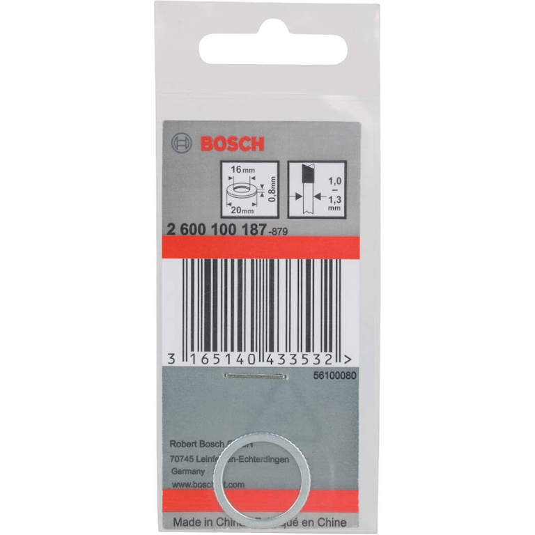 Bosch – Redukcioni prsten za listove kružne testere 20 x 16 x 0,8 mm – 2600100187