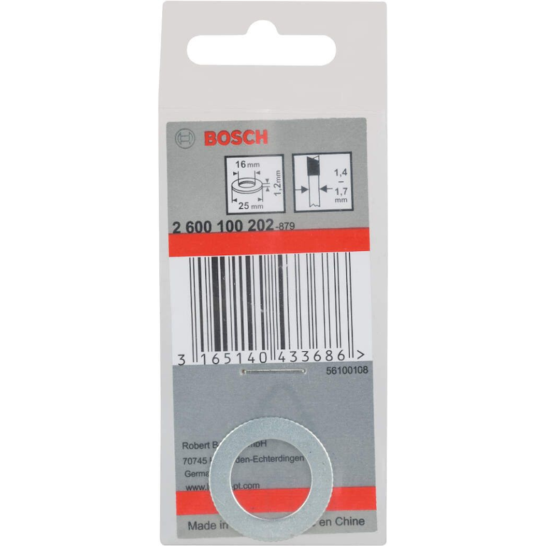 Bosch – Redukcioni prsten za listove kružne testere 25 x 16 x 1,2 mm – 2600100202