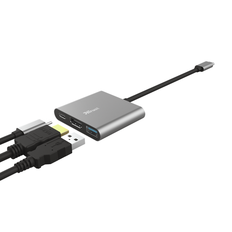 Adapter TRUST DALYX USBC/3in1/Aluminjum/siva