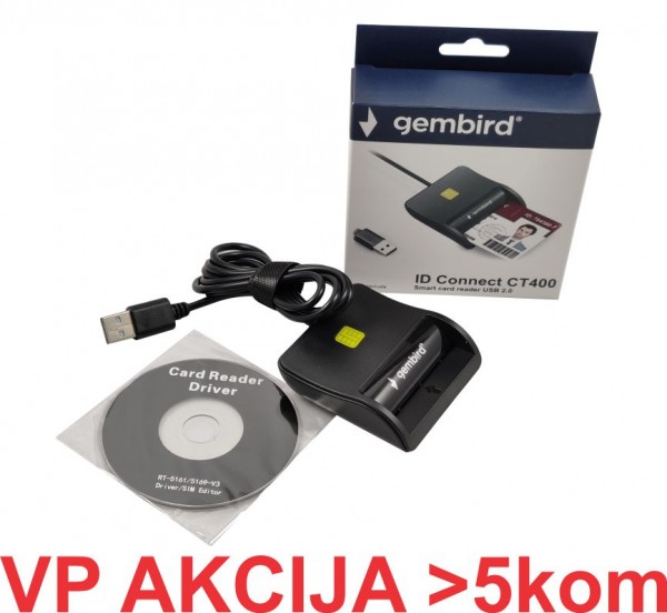 CRDR-CT400 ** Gembird Smart card reader USB 2.0 Citac za licne karte, saobracajne, bankarske (599)