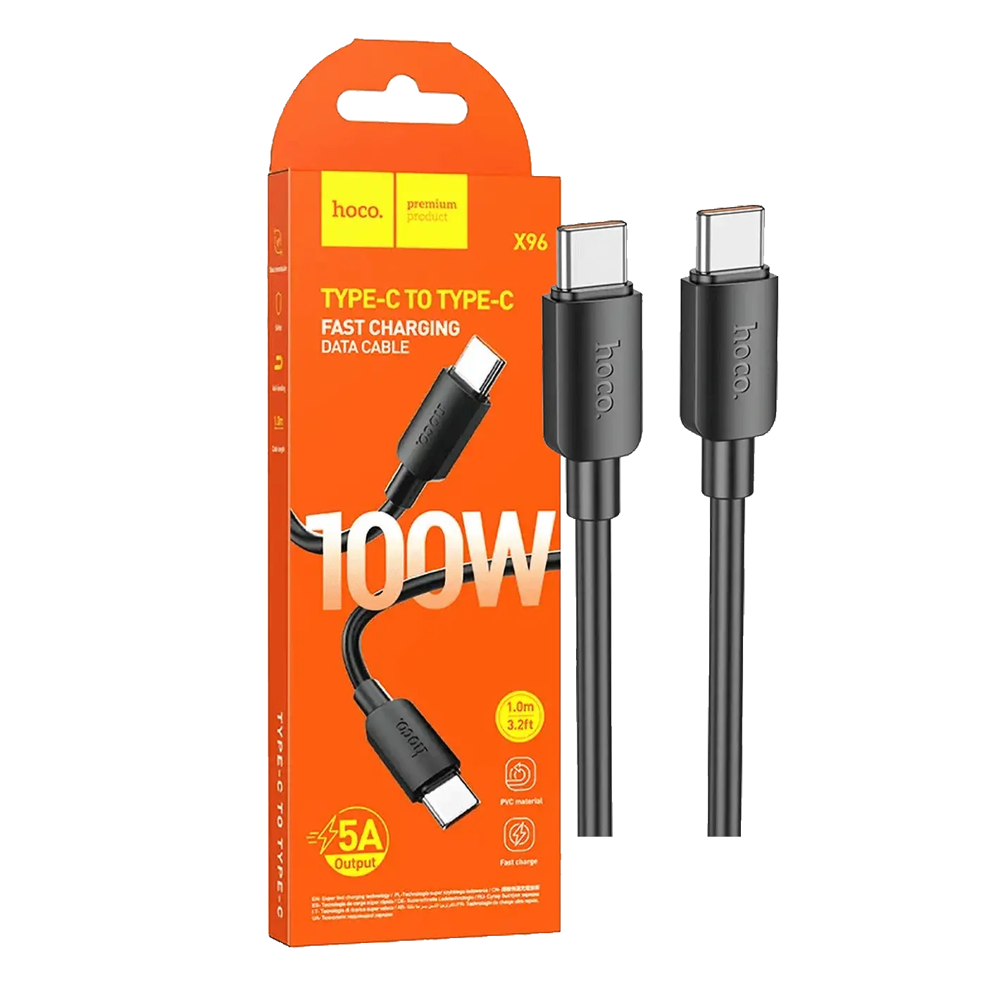 HOCO X96 Hyper USB kabl, USB Tip C na USB tip C, 100W, 1m, Crni