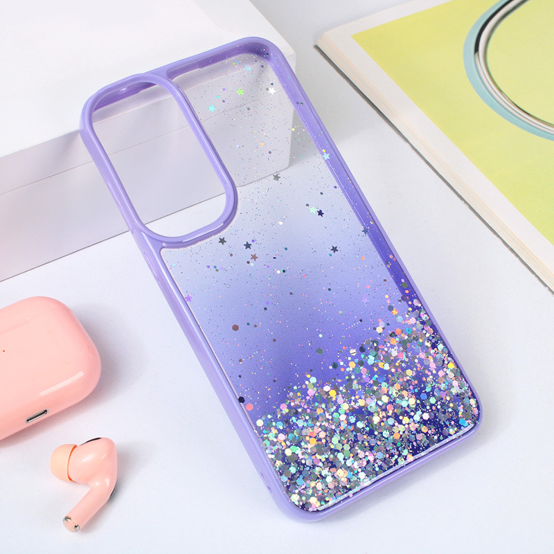 Maskica Frame Glitter za Samsung A556B Galaxy A55 5G ljubicasta