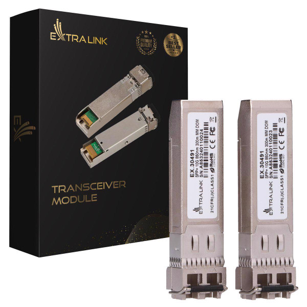 Extralink SFP+ 10G 2-pack | SFP+ Module | 10Gbps, 850 nm, 300m , multi mode