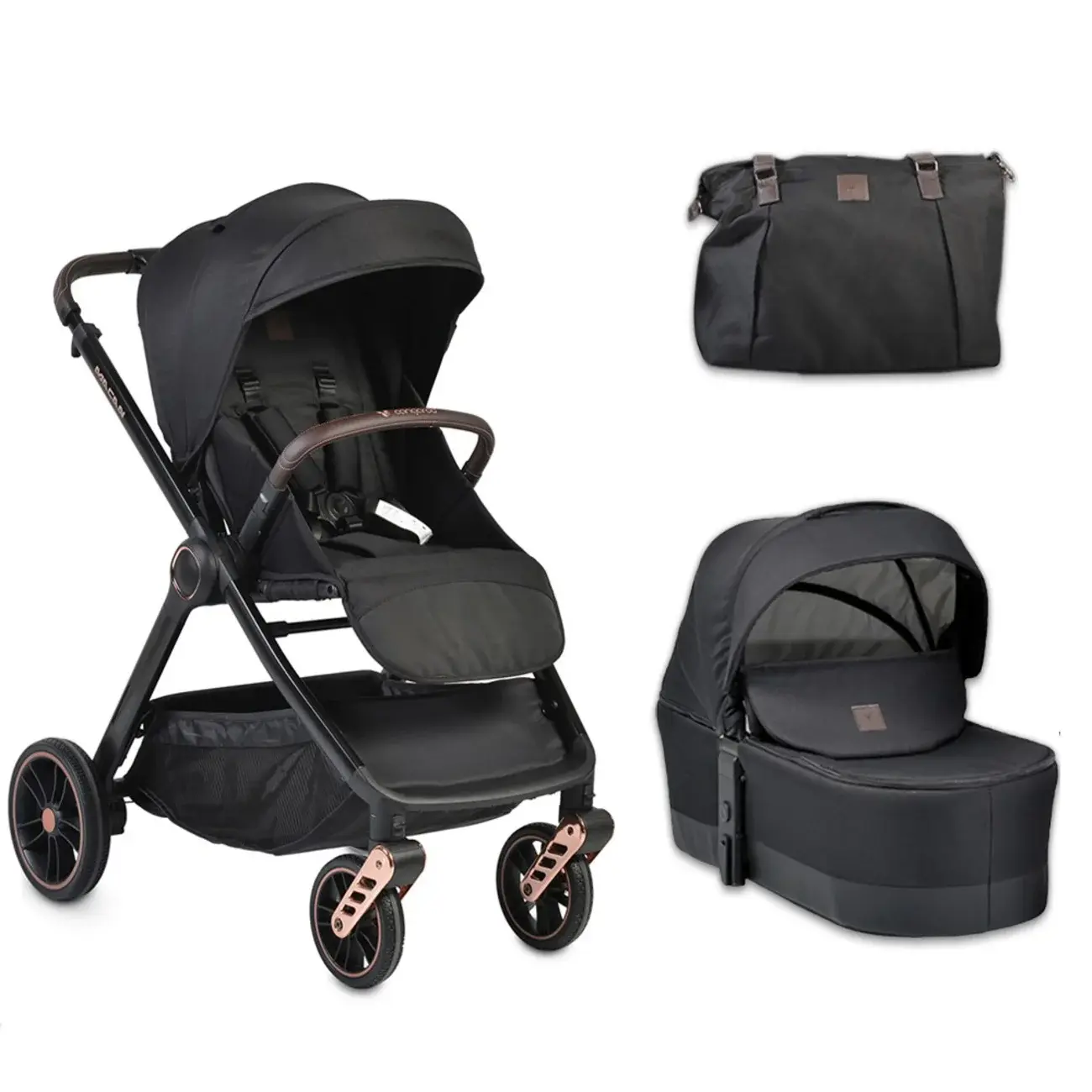 CANGAROO Kolica za bebe 3u1 Macan, I-Size, Crna