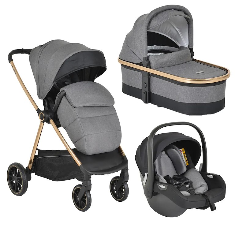 CANGAROO Kolica za bebe Hydra, 3u1, I-Size, Siva