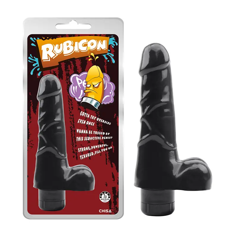 Rubicon Verve Vibrator sa testisima, Crni, 19 cm