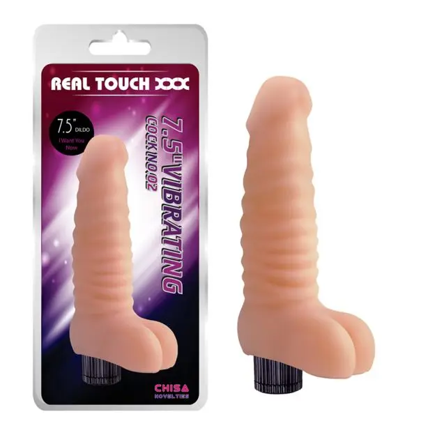 No.02 Mekani vibrator sa testisima, Boja kože, 18.5 cm