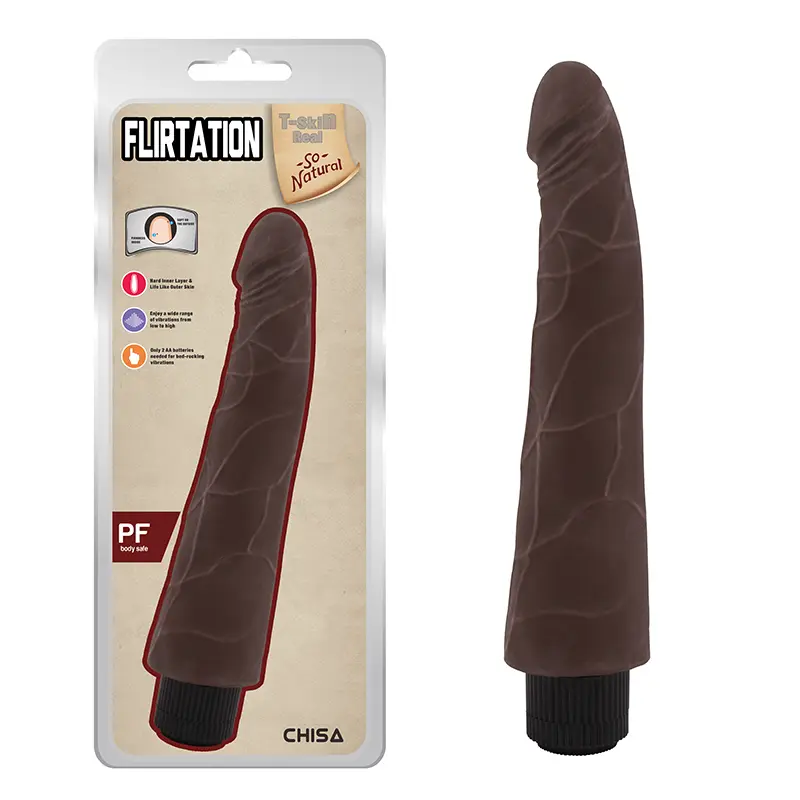 Flirtation Mekani Realistični Vibrator, Braon, 24 cm