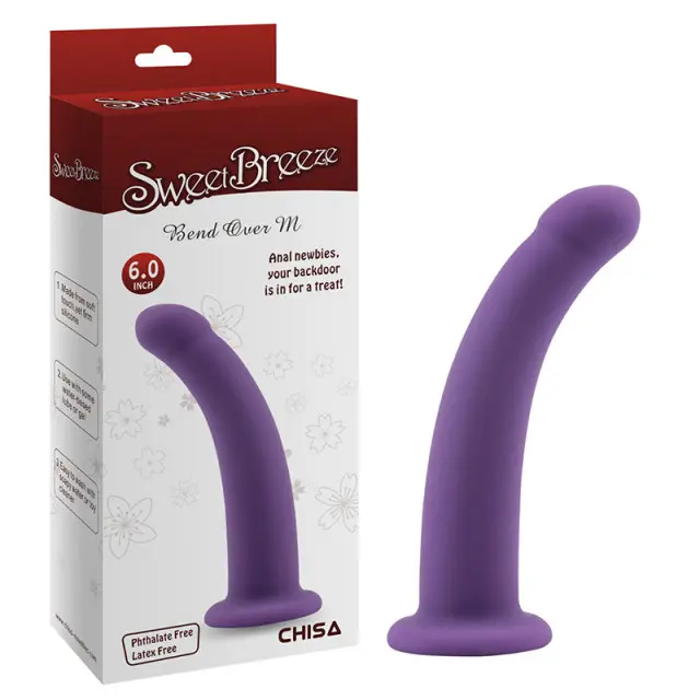 Bend Over Silikonski dildo bez testisa, Ljubičasti, 15 cm