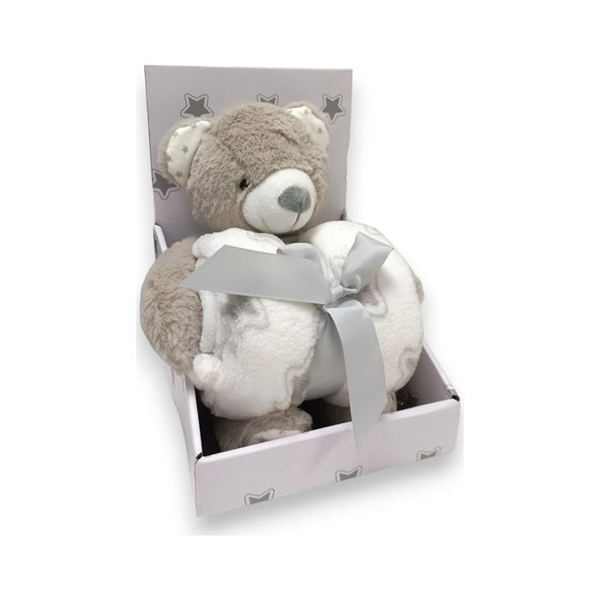 BBO Set Bebi ćebence + Igračka Bear Grey PT23518