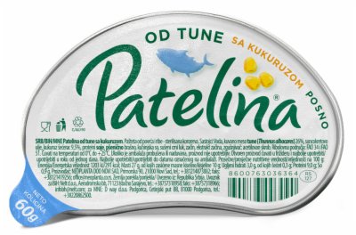 PASTETA OD TUNE SA KUKURUZOM PATELINA 60G
PASTETA OD TUNE SA KUKURUZOM PATELINA 60G