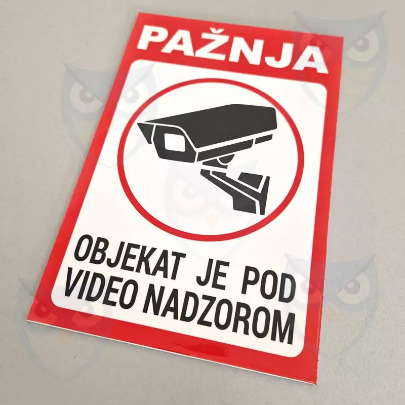Tabla „Pažnja! Objekat je pod video nadzorom“ – 14×21 cm