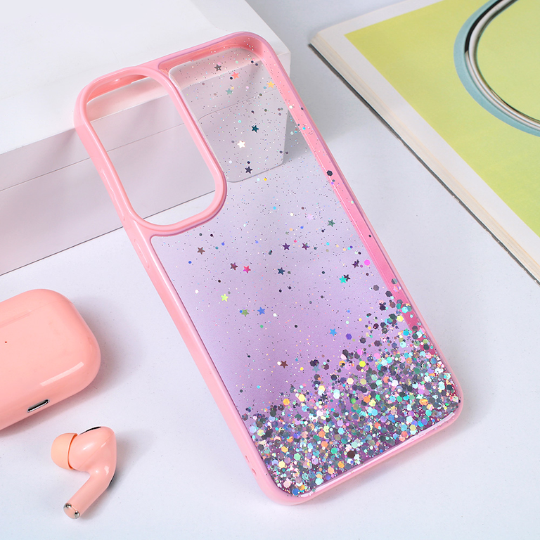 Maska Frame Glitter za Samsung A556B Galaxy A55 5G roze