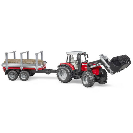 Traktor Massey Ferguson sa utovarivačem i prikolicom za drva 030469