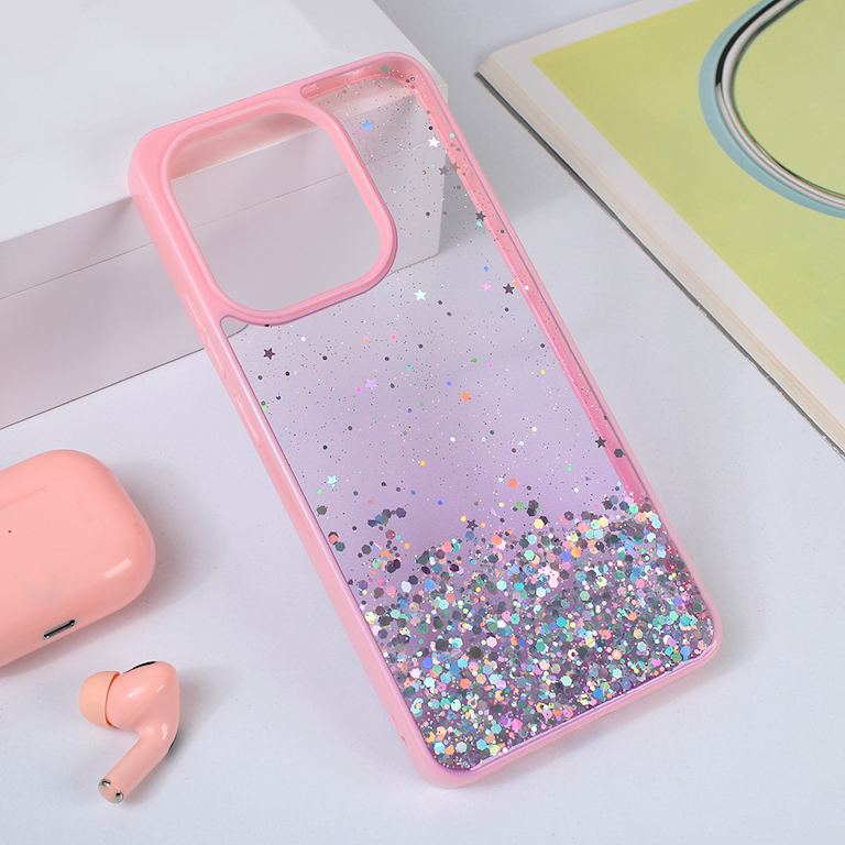 Maska(futrola) Frame Glitter za Xiaomi Redmi Note 13 4G roze