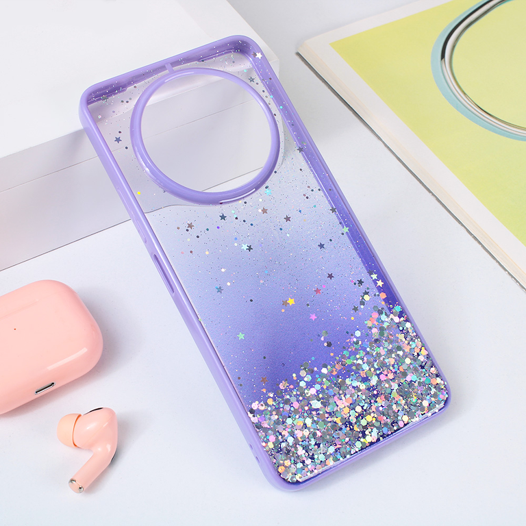 Maska(futrola) Frame Glitter za Xiaomi Redmi A3 ljubicasta