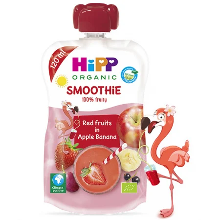 HIPP POUCH JABUKA BANANA SA CRVENIM VOĆEM 120ML