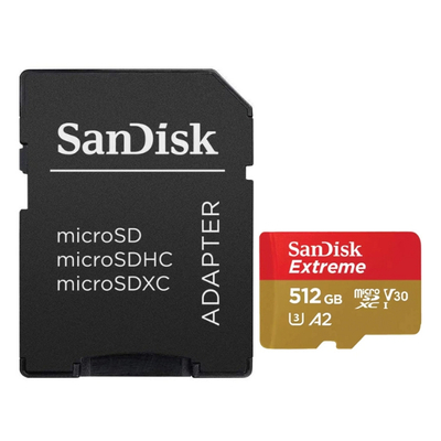 SanDisk Extreme microSDXC 512GB + Adapter 190/130MB/s C10 V30 UHS-I