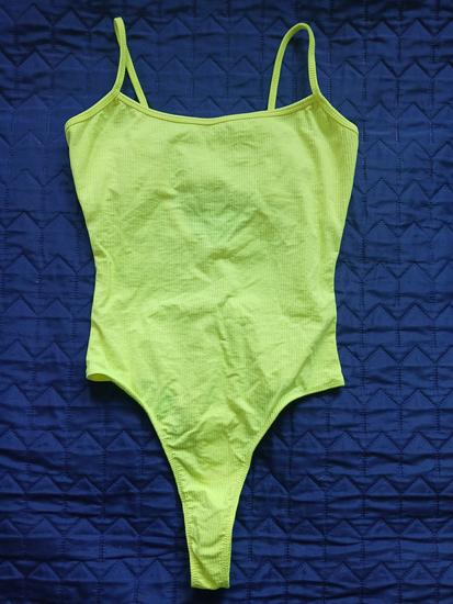 Bershka fluorescentno zuti tanga bodi/kupaci, M