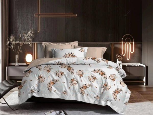 Posteljina za krevet sa Dve jastučnice – Cveće bež