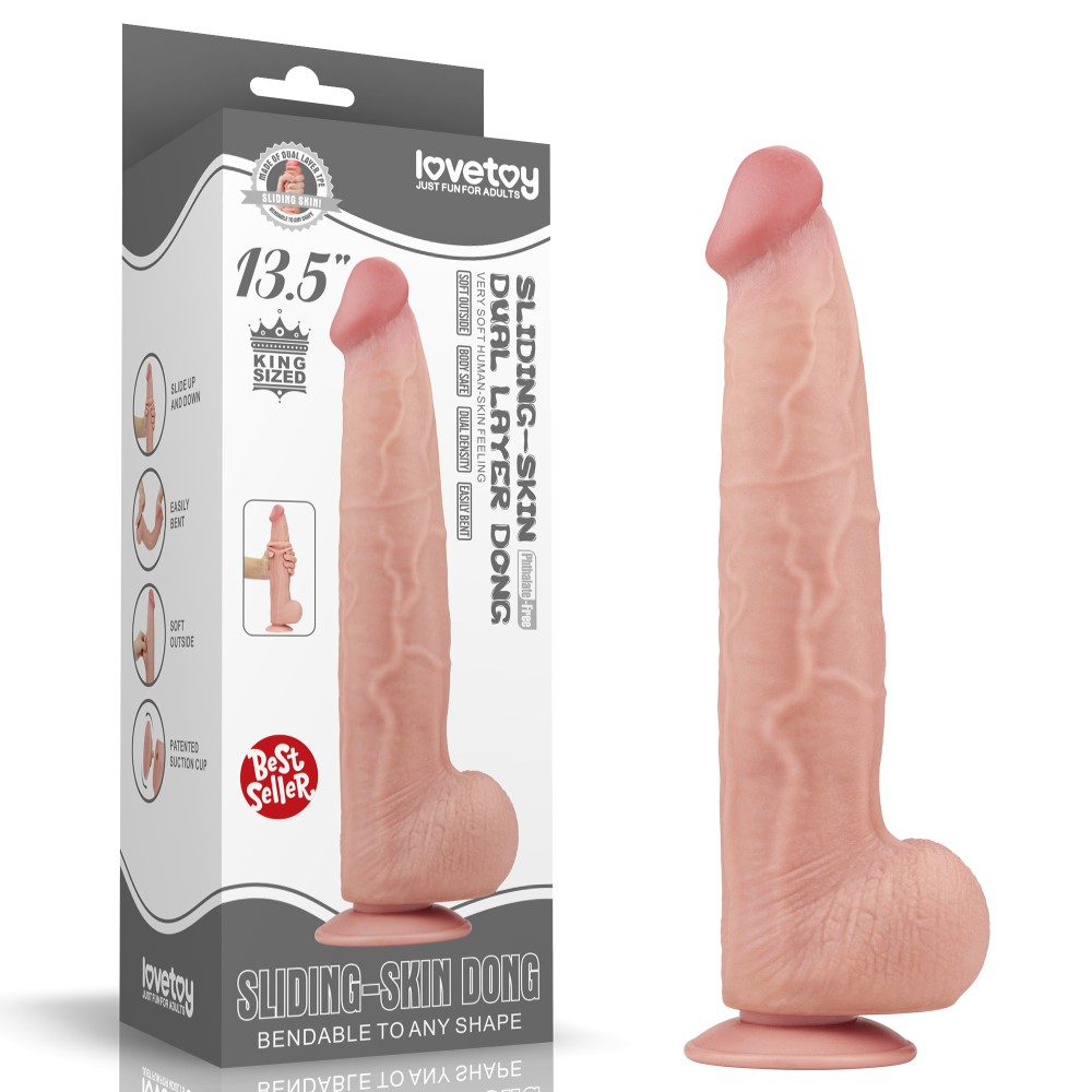 13.5'' King Sized Sliding Skin Dual Layer Dong, LVTOY00682 / 0847