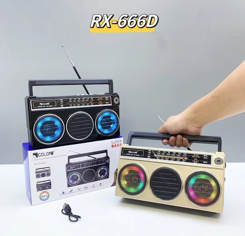 Retro Radio prenosivi BT zvucnik sa LED svetlom Retro Radio Prenosivi