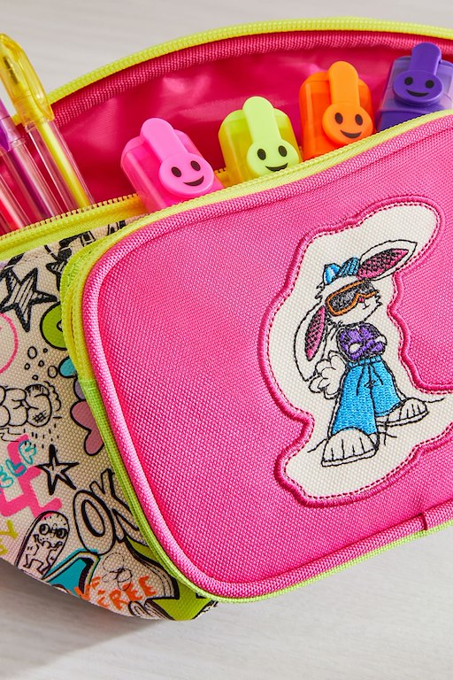 Pink Graffiti Bum Bag Style Filled Pencil Case