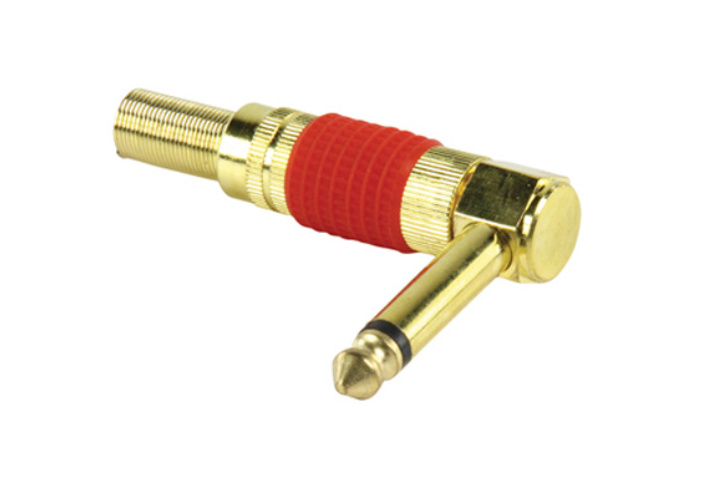 Klink konektor 6.3mm MO M pozlaćeni ugaoni crveni