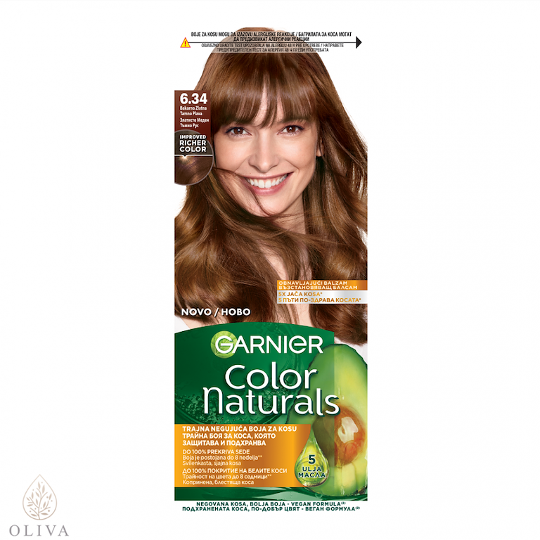 GARNIER COLOR NATURALS CREME BOJA ZA KOSU 6.34 BAKARNO ZLATNO TAMNO PLAVA