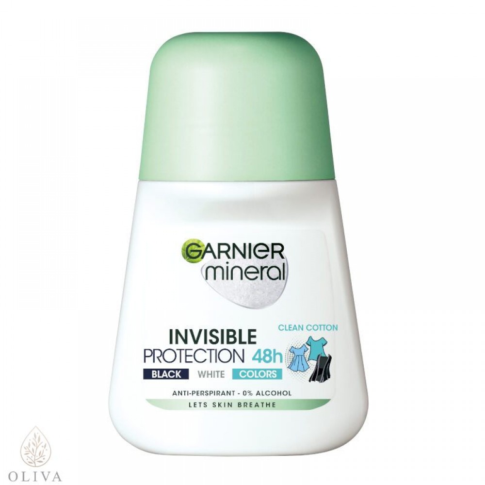 GARNIER DEO MINERAL INVISIBLE BLACK WHITE & COLORS ROLL-ON 50ML