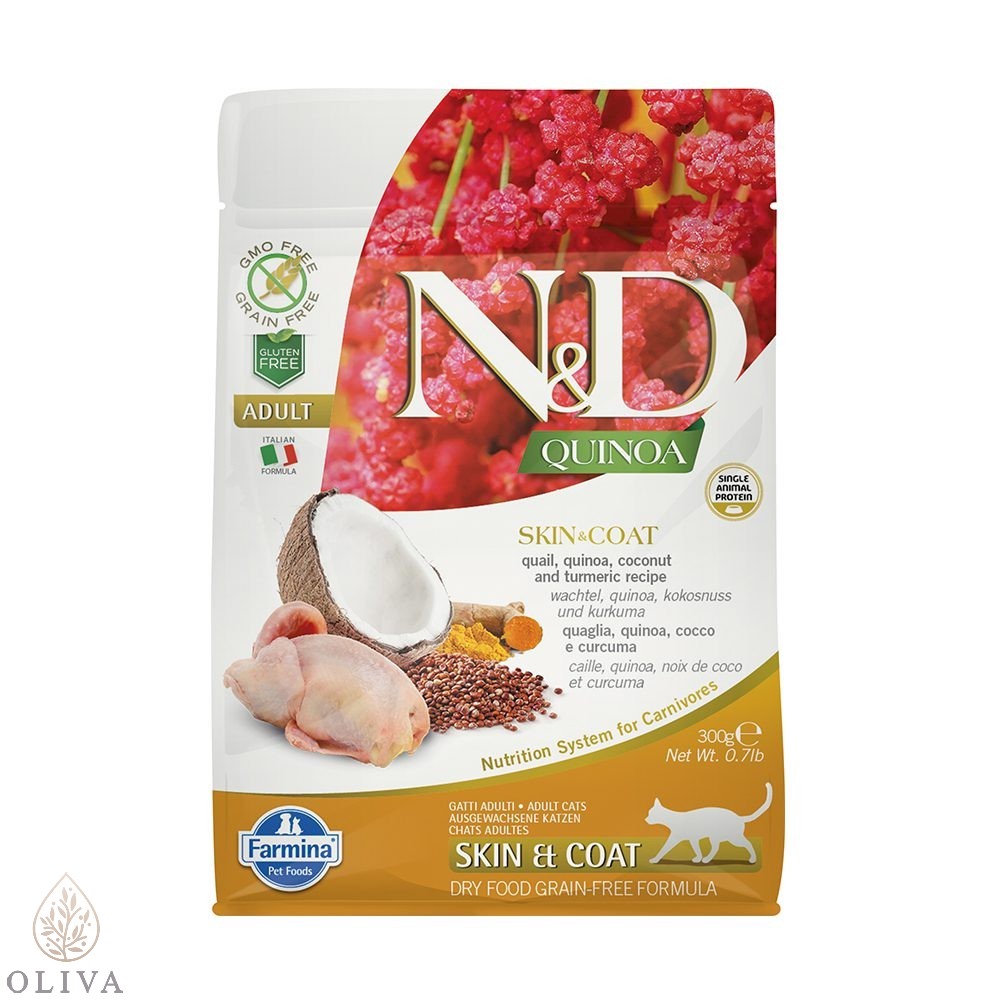 N&D QUINOA CAT SKIN&COAT QUAIL&COCONUT 300G