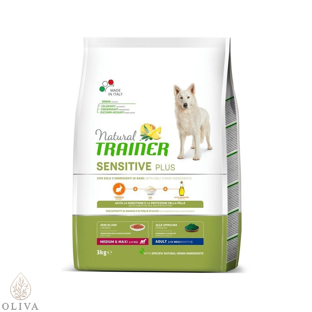 NATURAL TRAINER SENSITIVE NO GLUTEN SA ZEČETINOM ZA ODRASLE PSE SREDNJIH I VELIKIH RASA 3KG