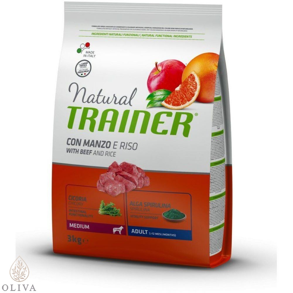 NATURAL TRAINER DOG SA GOVEDINOM I PIRINČEM ZA ODRASLE PSE SREDNJIH RASA 3KG