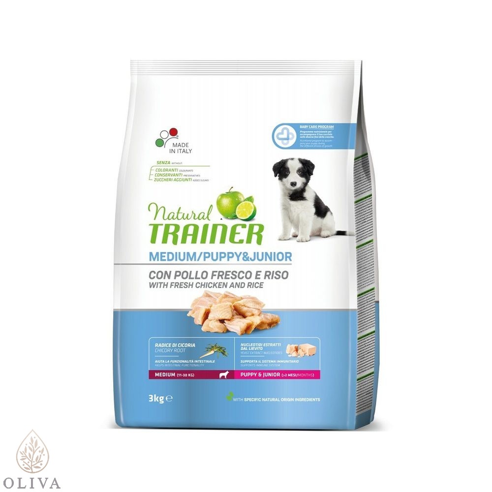 NATURAL TRAINER DOG SA SVEŽOM PILETINOM ZA ŠTENCE I MLADE PSE SREDNJIH RASA 3KG