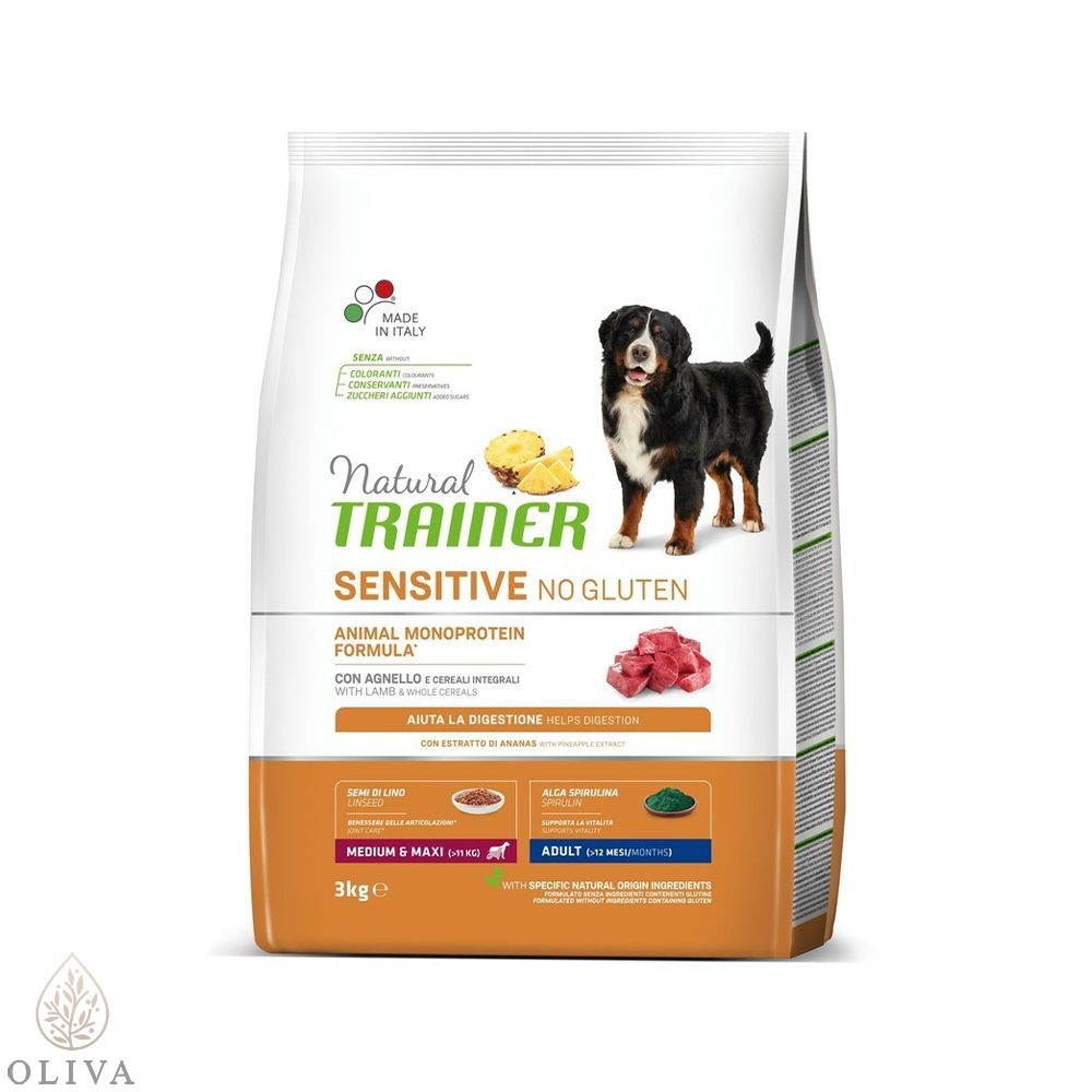 NATURAL TRAINER SENSITIVE NO GLUTEN SA JAGNJETINOM ZA ODRASLE PSE SREDNJIH I VELIKIH RASA 3KG